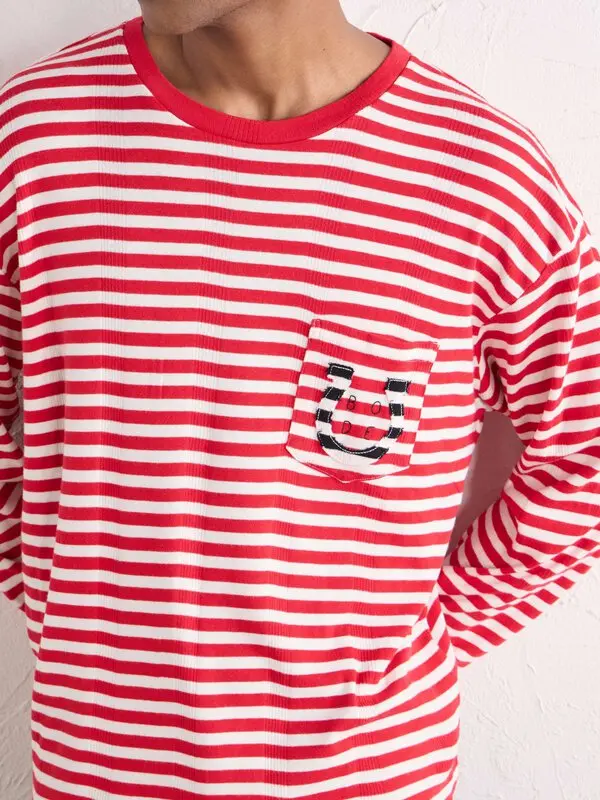 BODE Logo-embroidered Striped Ribbed Cotton-jersey T-shirt