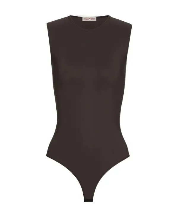 Valentino Garavani Logo-embroidered Sleeveless Bodysuit - Brown
