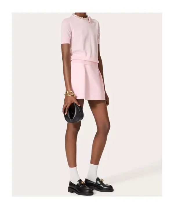 Valentino Garavani Embellished Fine-knit Crewneck T-shirt