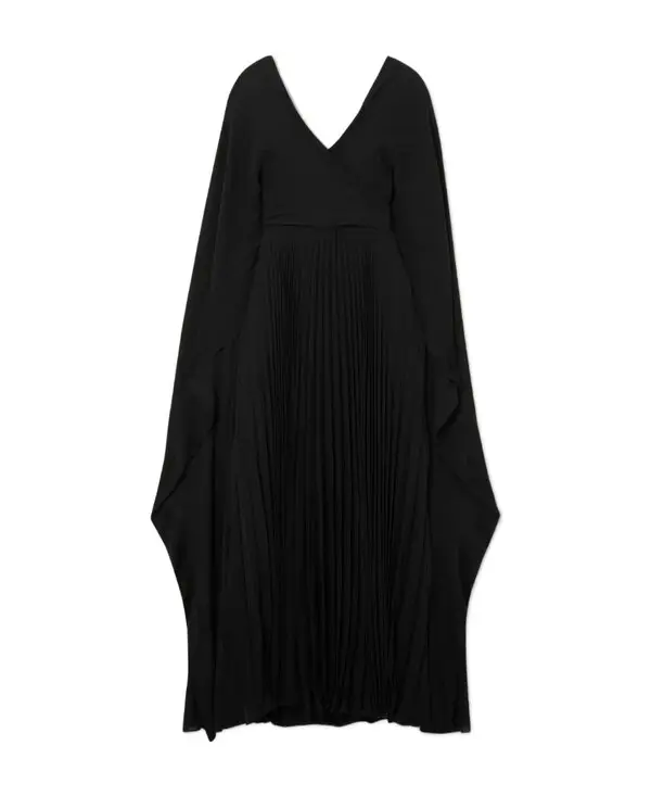 Valentino Garavani Shawl Effect Pleated Extra-long Dress - Black