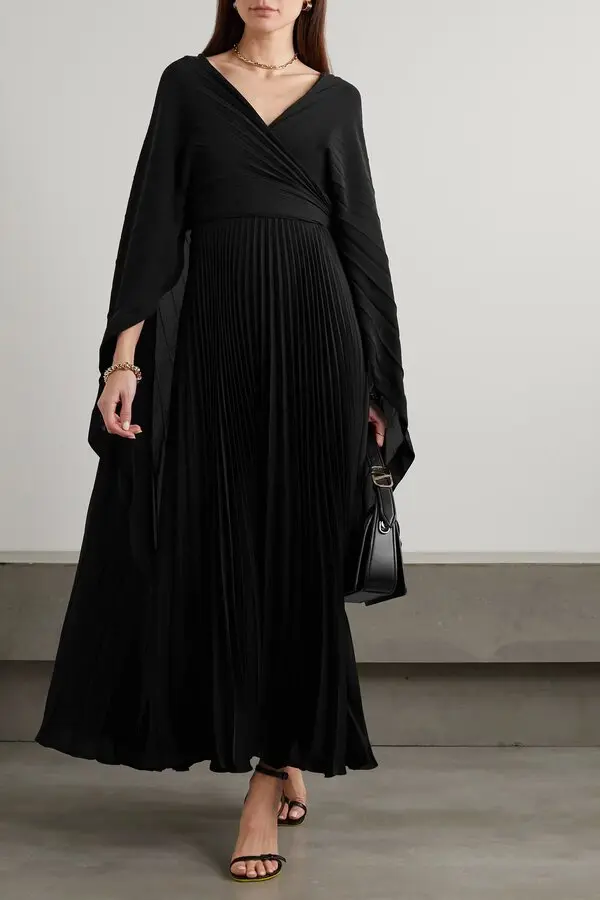Valentino Garavani Shawl Effect Pleated Extra-long Dress