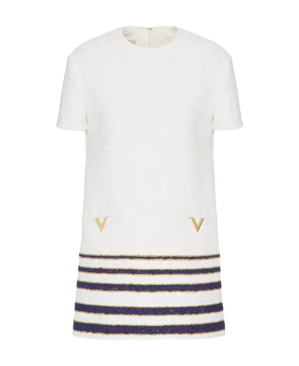 Valentino Garavani Mariniere Tweed Short Dress - White