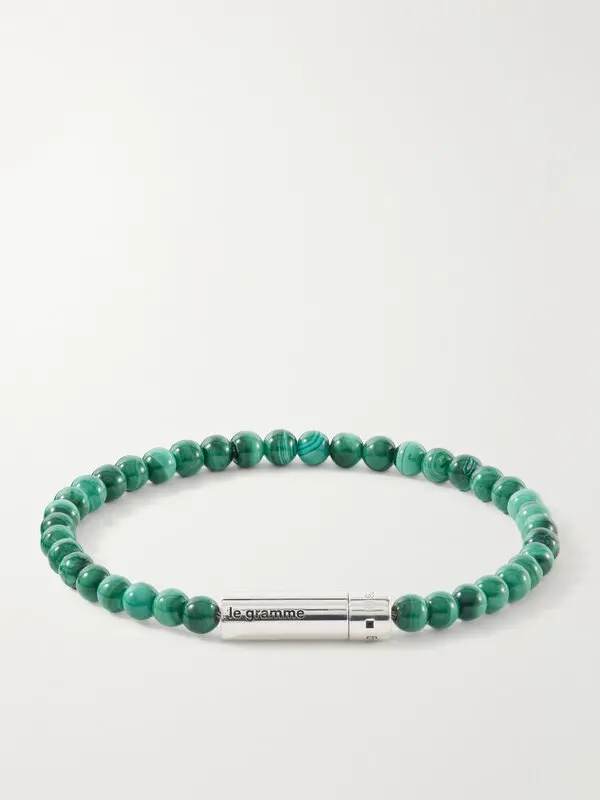 Le Gramme 11g Malachite Beads Bracelet - Green