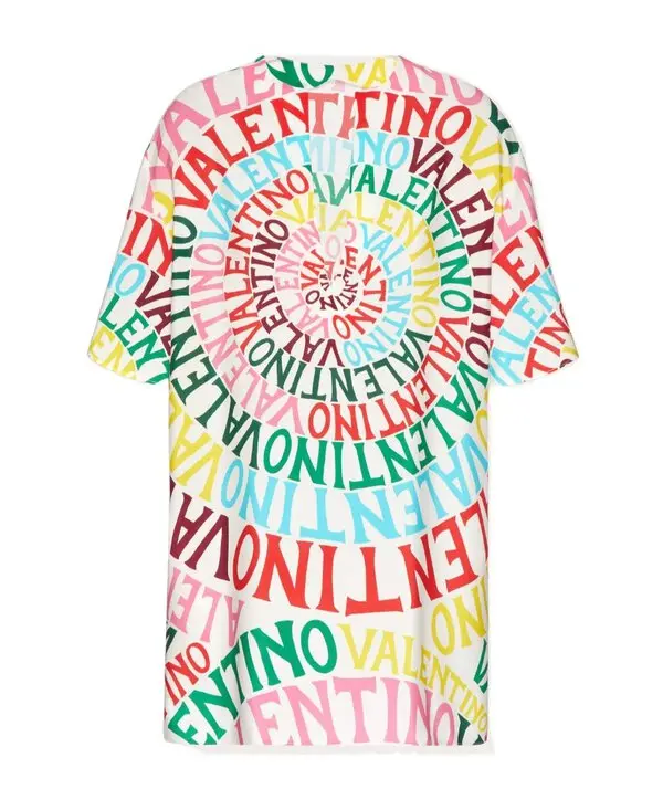 Valentino Garavani Logo Ringed Crepe Chine Dress - White