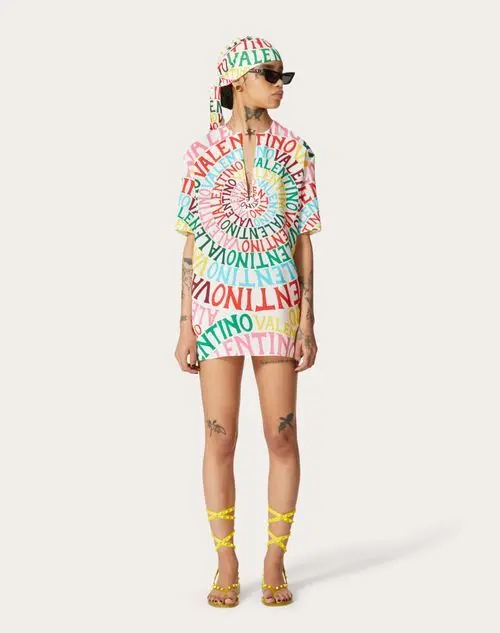 Valentino Garavani Logo Ringed Crepe Chine Dress