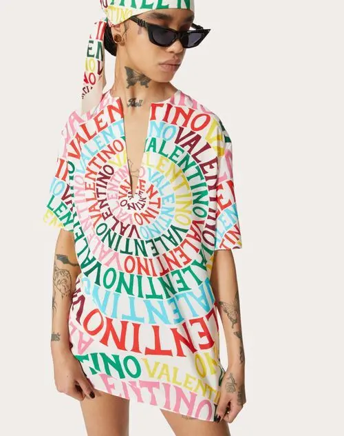 Valentino Garavani Logo Ringed Crepe Chine Dress