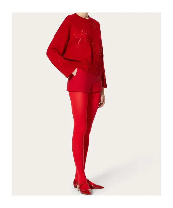 Valentino Garavani Crepe Couture V Gold Shorts
