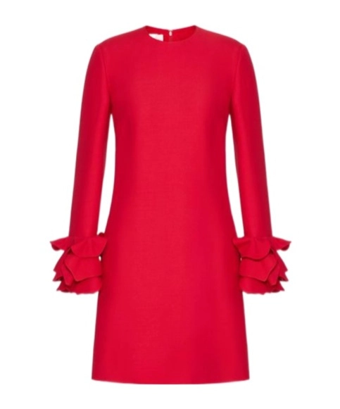 Valentino Garavani Floral Embellished Crewneck Dress - Red