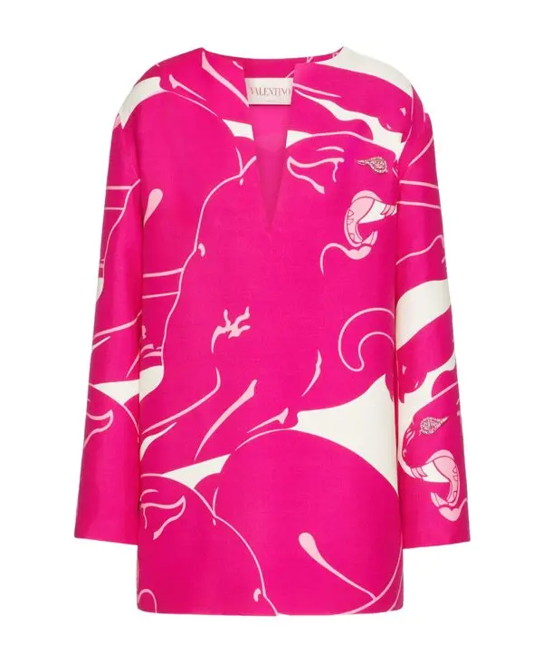 Valentino Garavani Short Dress In Crepe Couture Panther
