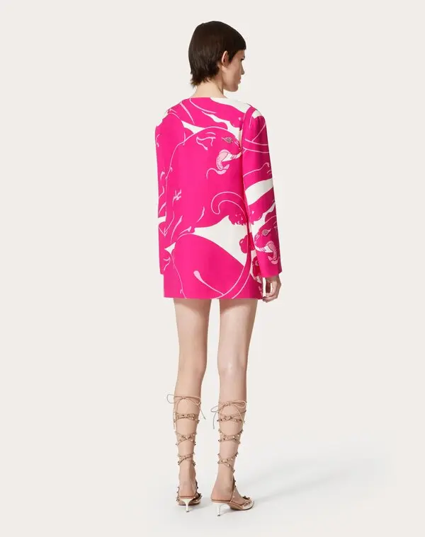 Valentino Garavani Short Dress In Crepe Couture Panther