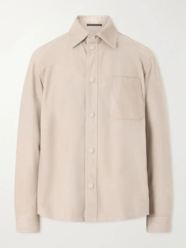 SLOWEAR Montedoro Suede Overshirt - Neutrals