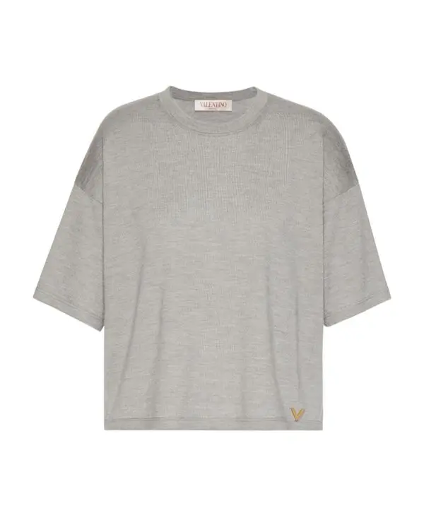 Valentino Garavani Crewneck Short-sleeved Knitted T-shirt - Gray