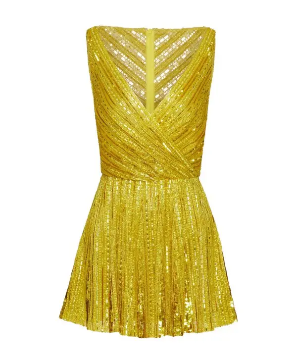 Valentino Garavani Ilusione Embroidered Tulle Dress - Yellow