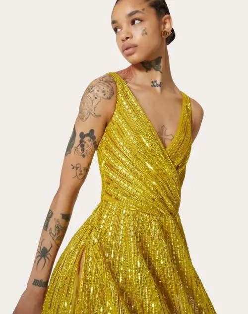 Valentino Garavani Ilusione Embroidered Tulle Dress