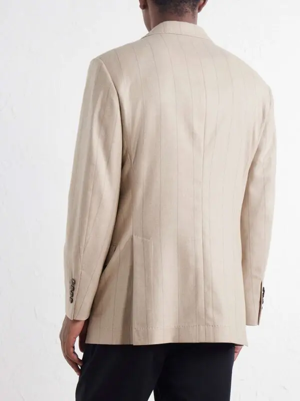 Brunello Cucinelli Pinstripe Wool, Silk And Cashmere-blend Suit Jacket