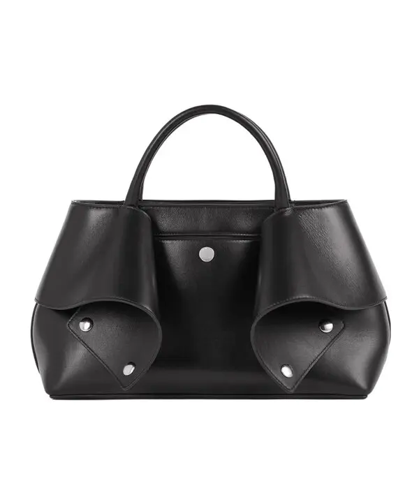 TOTEME Foldover Detailed Small Tote Bag - Black