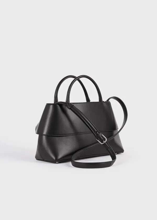 TOTEME Foldover Detailed Small Tote Bag - Black