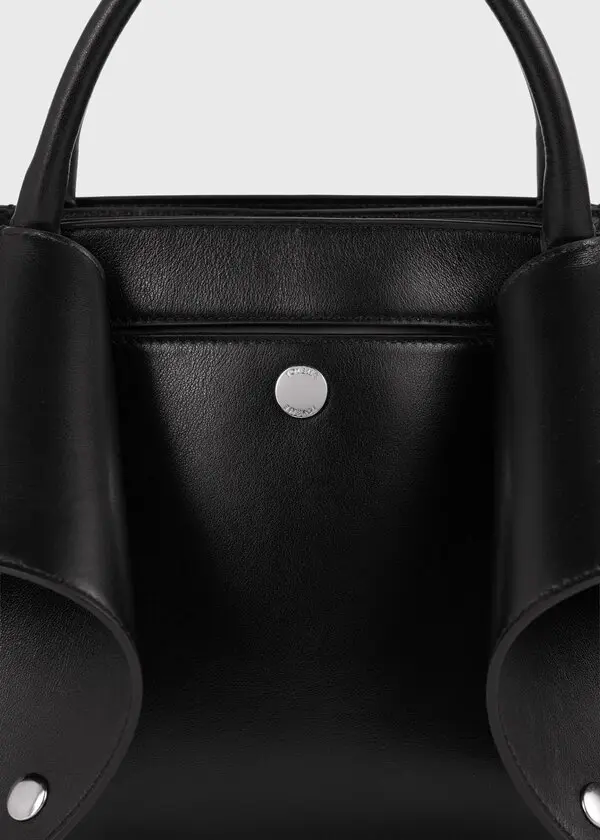 TOTEME Foldover Detailed Small Tote Bag - Black
