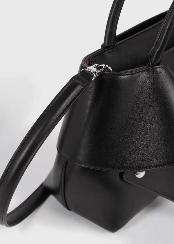 TOTEME Foldover Detailed Small Tote Bag - Black