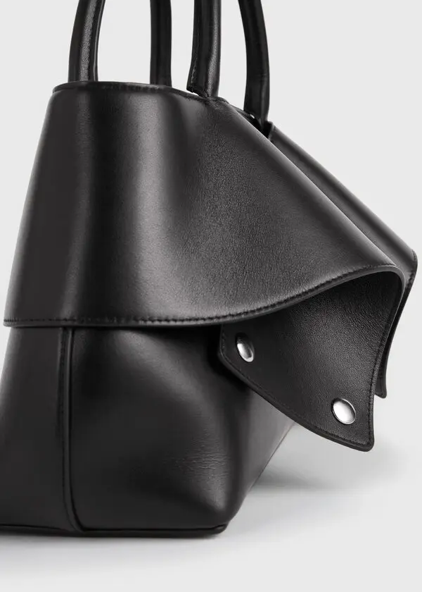 TOTEME Foldover Detailed Small Tote Bag - Black