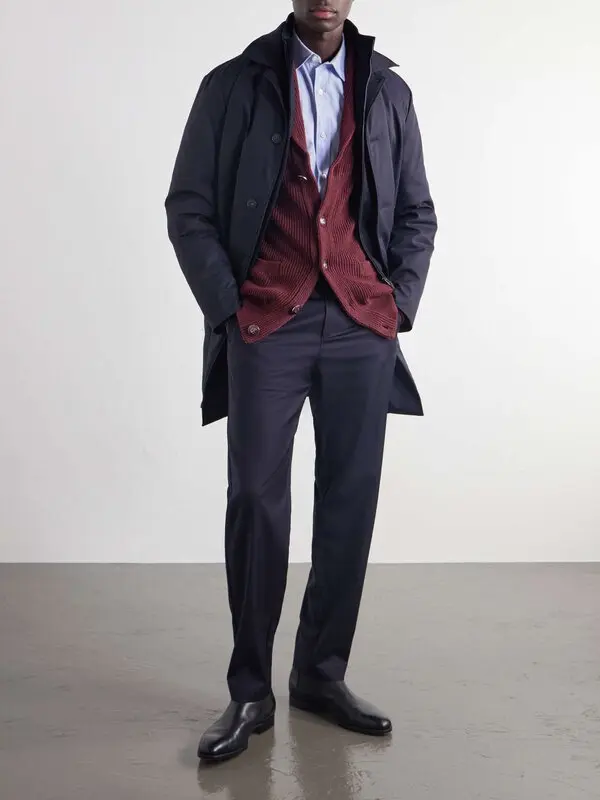 Canali Tapered Stretch-wool Gabardine Trousers
