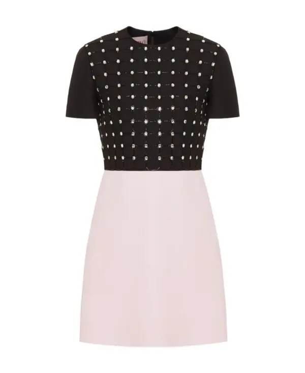 Valentino Garavani Embroidered Crepe Couture Short Dress - Black