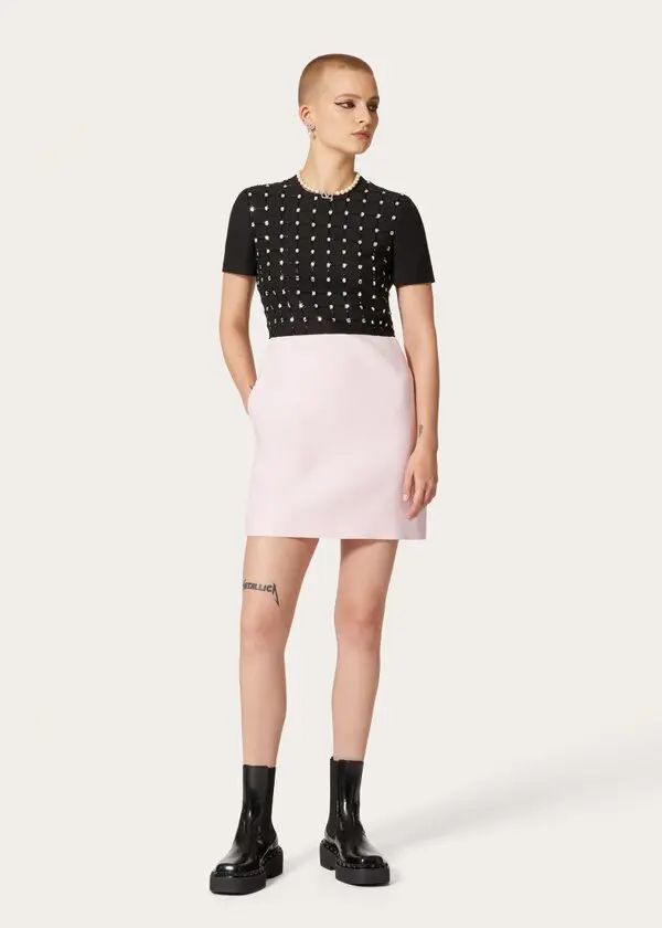 Valentino Garavani Embroidered Crepe Couture Short Dress