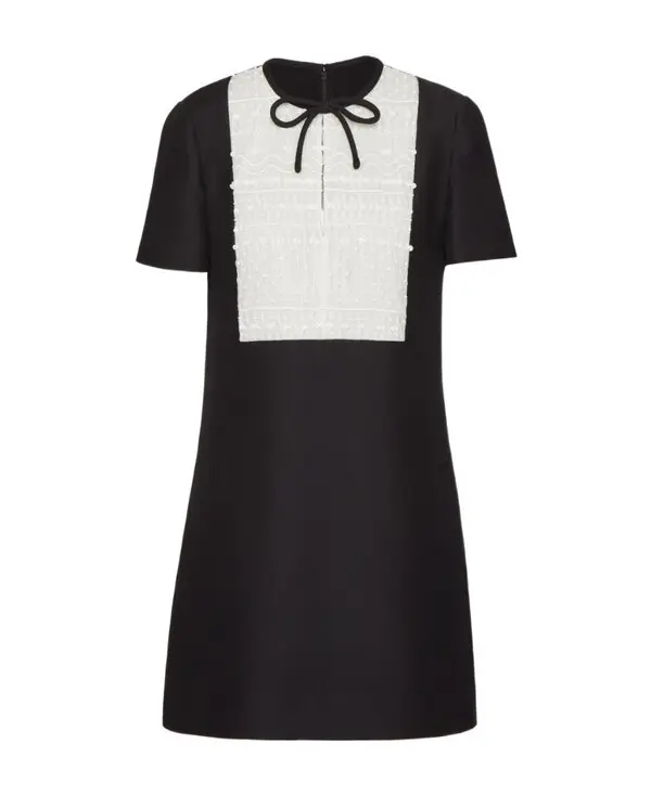 Valentino Garavani Embroidered Crepe Couture Short Dress - Black