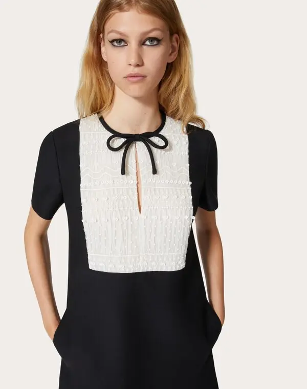 Valentino Garavani Embroidered Crepe Couture Short Dress