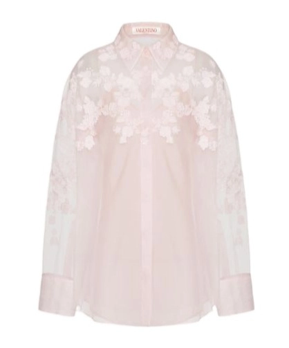 Valentino Garavani Embroidered Organza Shirt