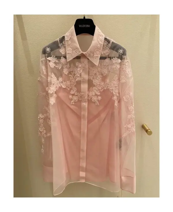 Valentino Garavani Embroidered Organza Shirt