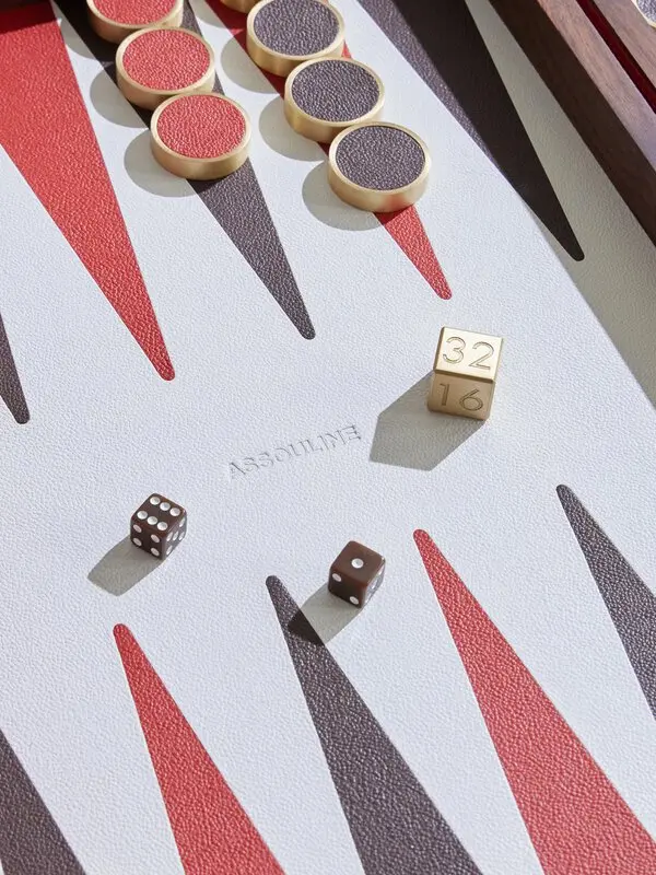Assouline Pebble-grain Leather, Brass And Wood Backgammon Set