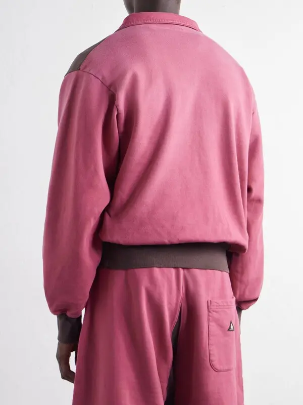 Kapital Colour-block Paisley-trimmed Cotton-jersey Half-zip Sweatshirt