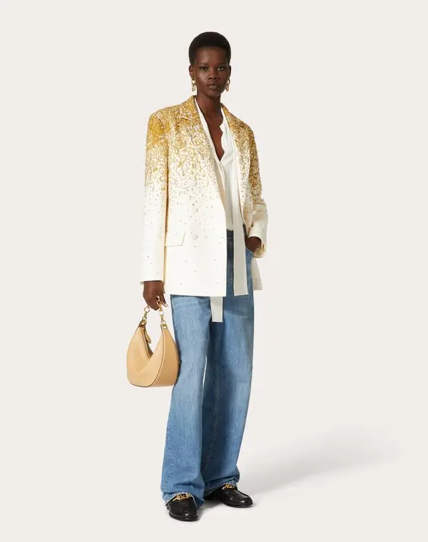 Valentino Garavani Embroidered Crepe Couture Blazer