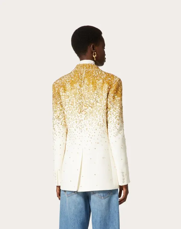 Valentino Garavani Embroidered Crepe Couture Blazer