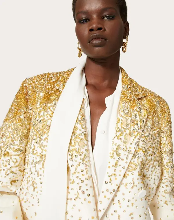 Valentino Garavani Embroidered Crepe Couture Blazer