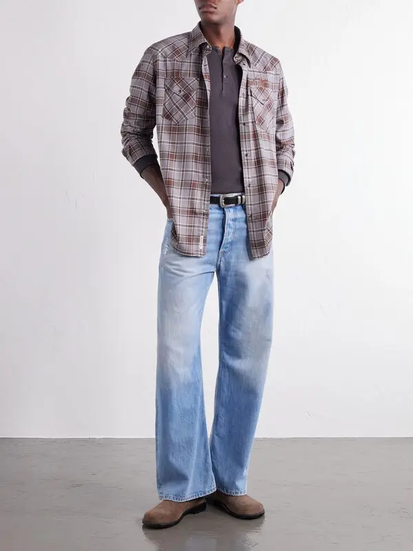 Acne Studios Logo-embroidered Checked Flannel Shirt