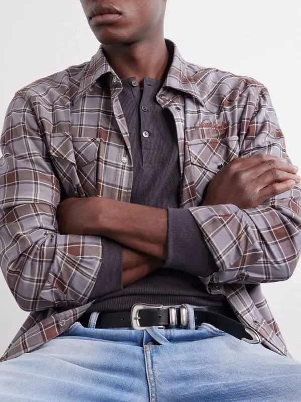 Acne Studios Logo-embroidered Checked Flannel Shirt