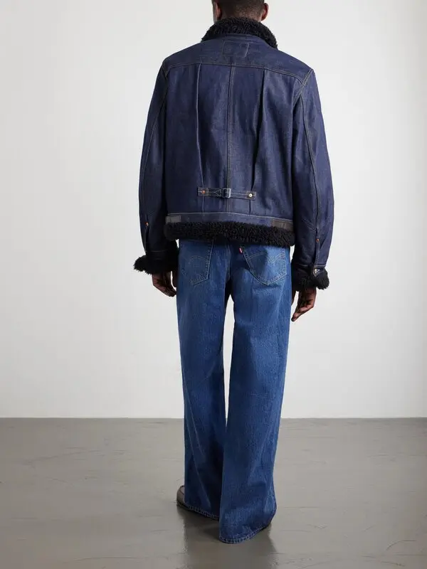 Sacai Levi's Plush-trimmed Denim Jacket
