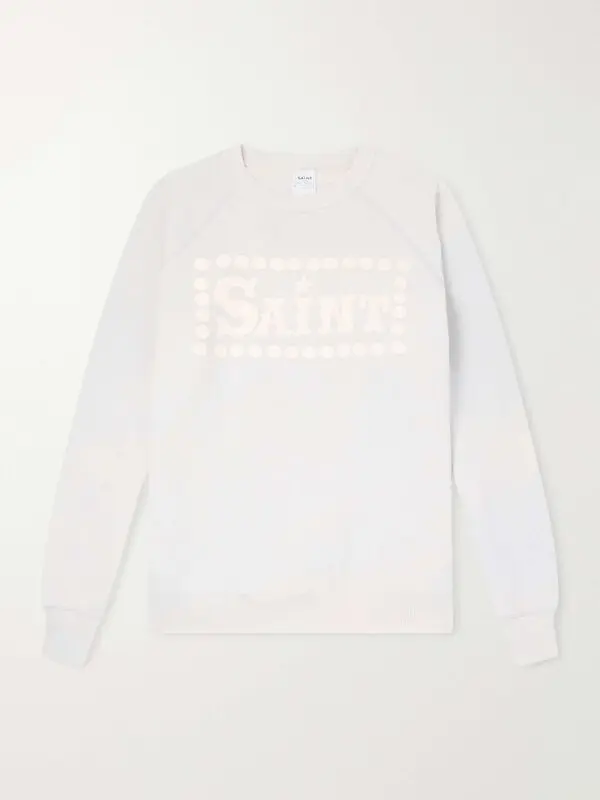 SAINT MXXXXXX Saint Printed Distressed Cotton-jersey Sweatshirt