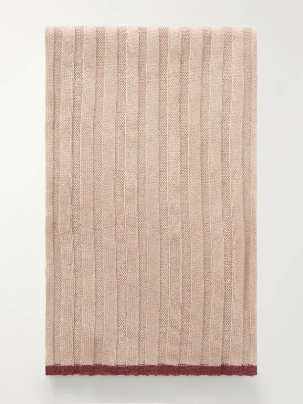 Brunello Cucinelli Ribbed Cashmere Scarf - Neutrals
