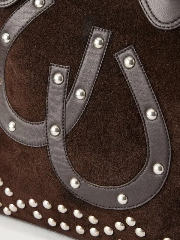 BODE Studded Leather-trimmed Suede Tote Bag