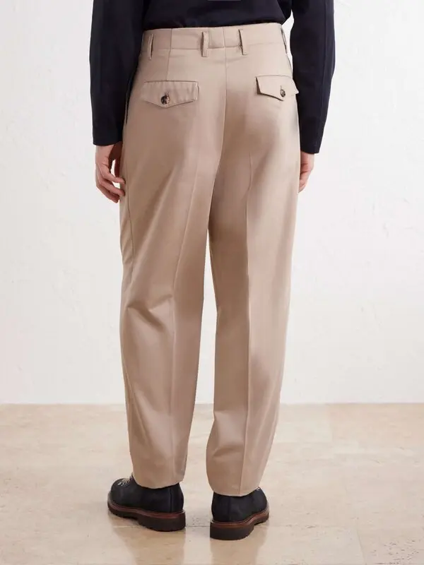 Brunello Cucinelli Tapered Pleated Cotton Trousers