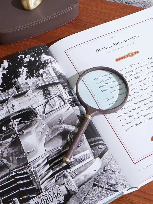 Assouline Archival Brass And Pebble-grain Leather Magnifying Glass