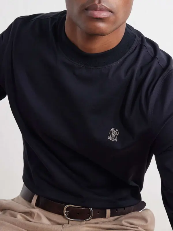 Brunello Cucinelli Logo-embroidered Cotton-jersey T-shirt