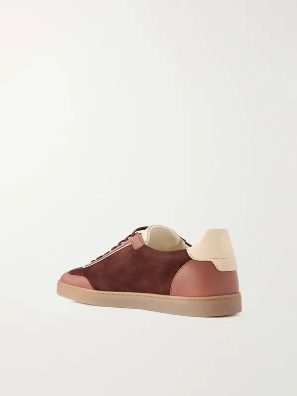 Brunello Cucinelli Coda Di Rondine Leather-trimmed Suede Sneakers