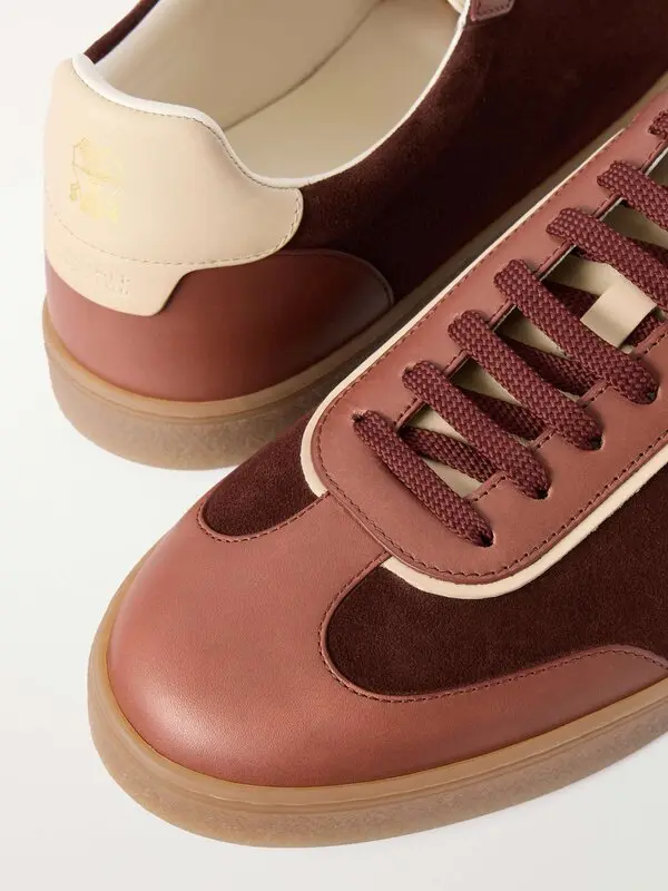 Brunello Cucinelli Coda Di Rondine Leather-trimmed Suede Sneakers