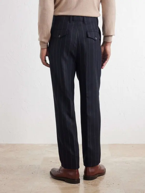 Brunello Cucinelli Tapered Pinstripe Cashmere And Wool-blend Suit Trousers