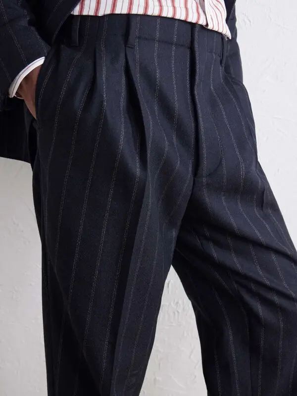 Brunello Cucinelli Tapered Pinstripe Cashmere And Wool-blend Suit Trousers