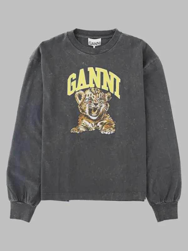 GANNI Felpa Tiger Con Logo - Gray